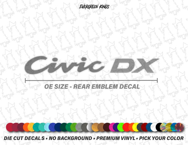Civic DX Rear Badge Decal for EG 92-95 Honda Civic | Evergreen Kings
