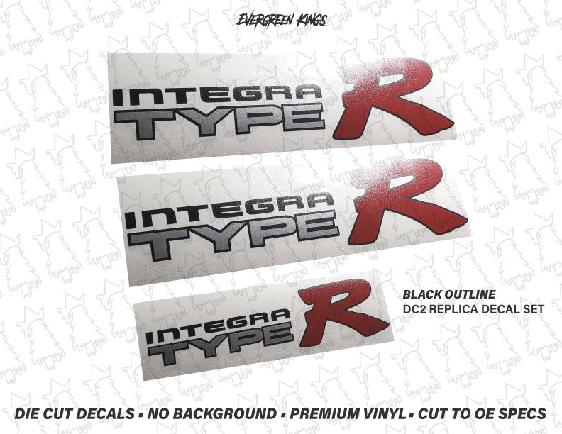 DC2 Integra Type R Decal Set - Black Outline | Evergreen Kings