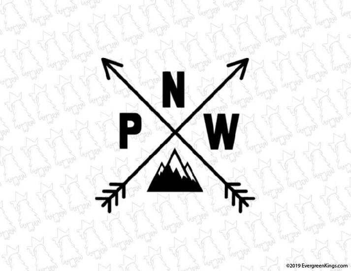 PNW Pacific Northwest Arrow Compass Decal | Evergreen Kings